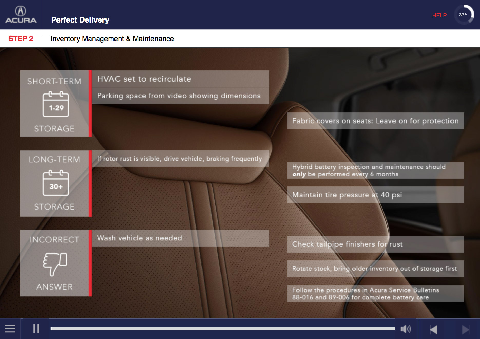 dzignspace @noah | work | Acura Perfect Delivery Web-Based Training